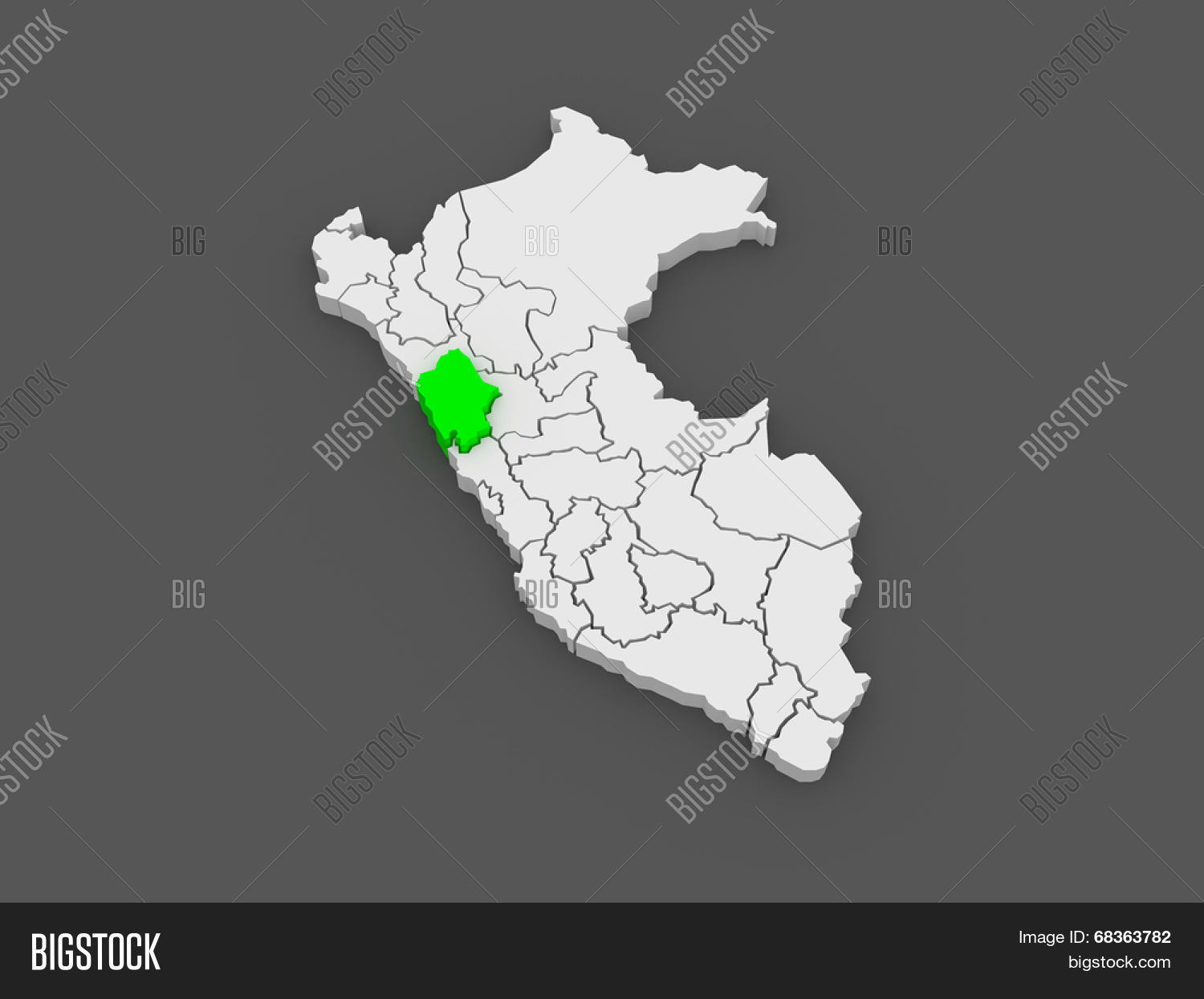 Map Ancash. Peru. 3d Image & Photo (Free Trial) | Bigstock