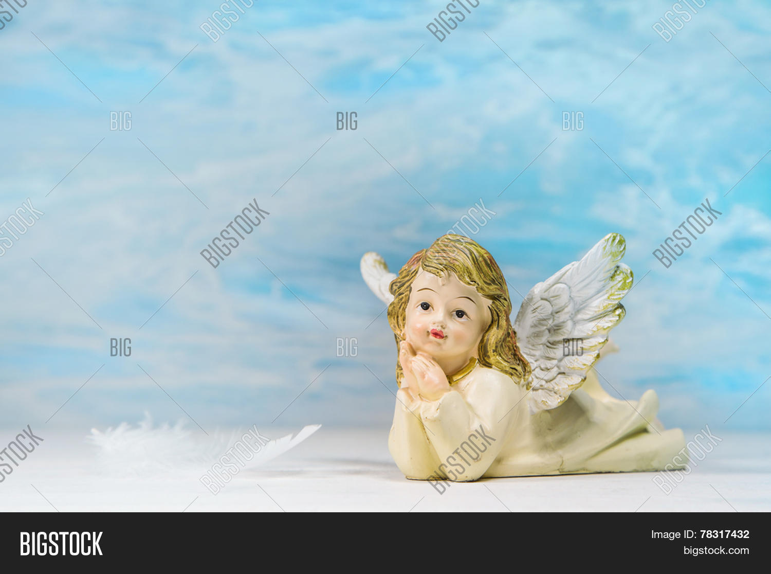Dreaming Angel On Blue Image & Photo (Free Trial) | Bigstock