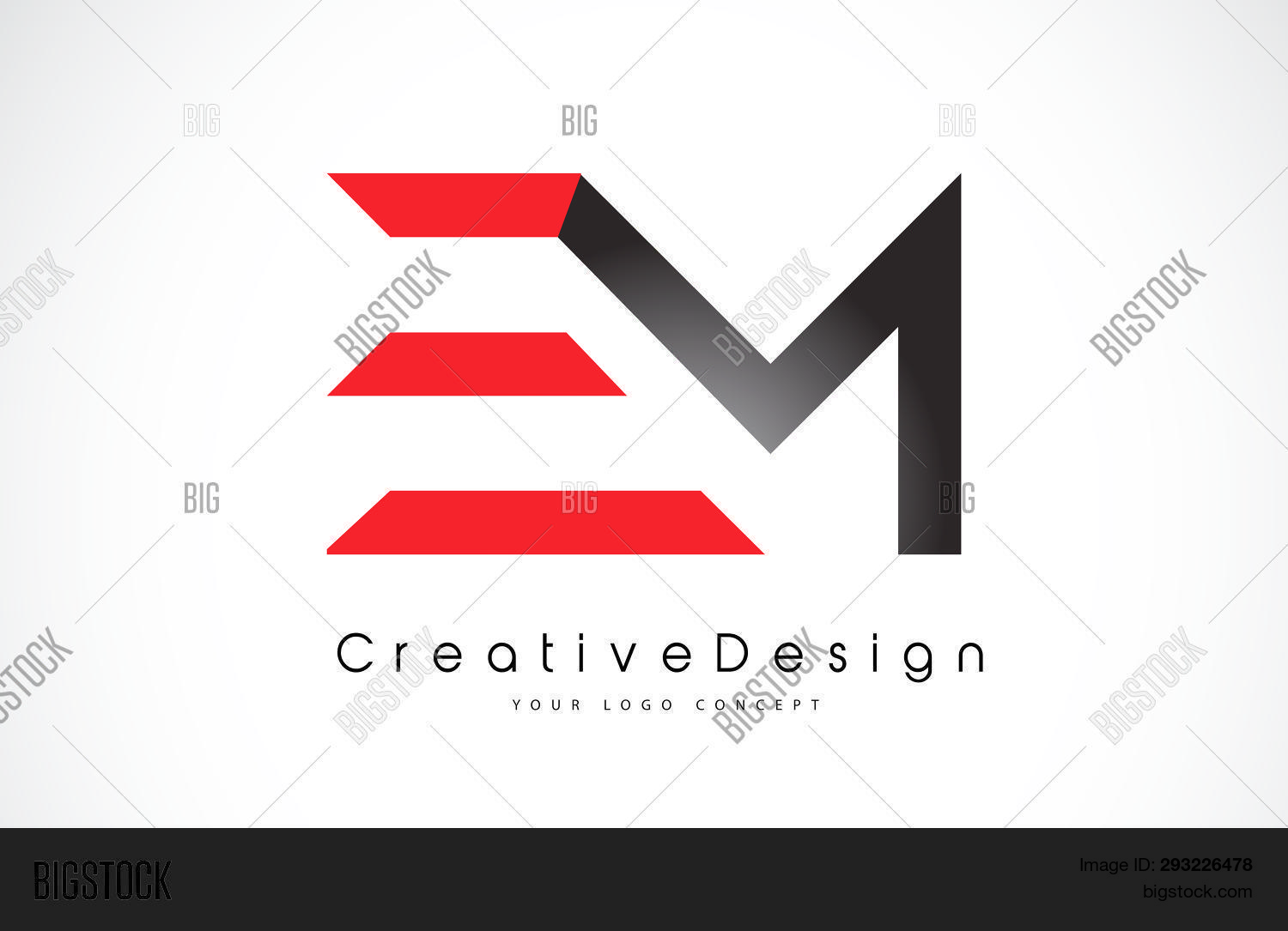 Red Black Em E M Vector & Photo (Free Trial) | Bigstock