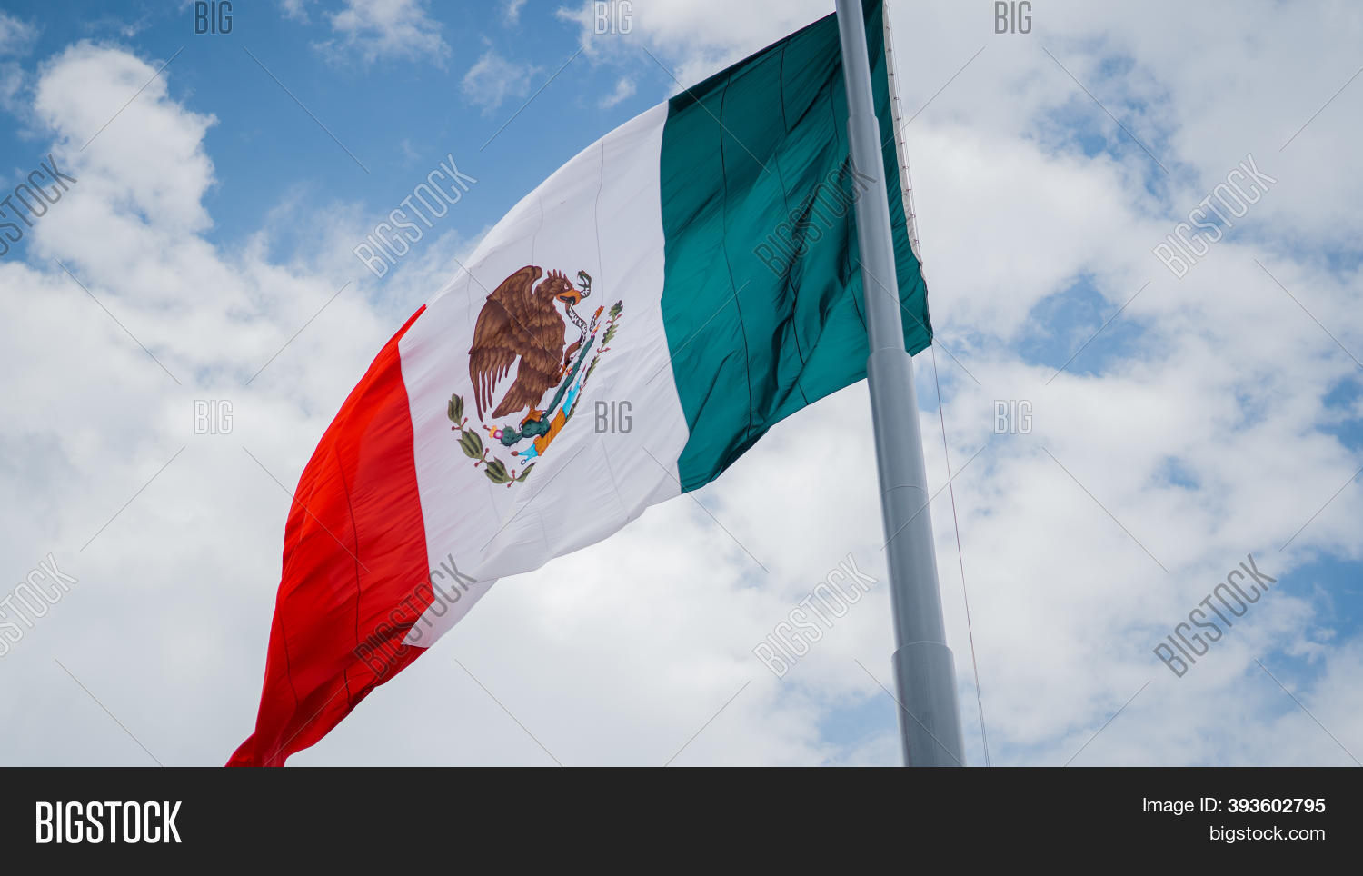 Mexican Flag Waving In The Wind