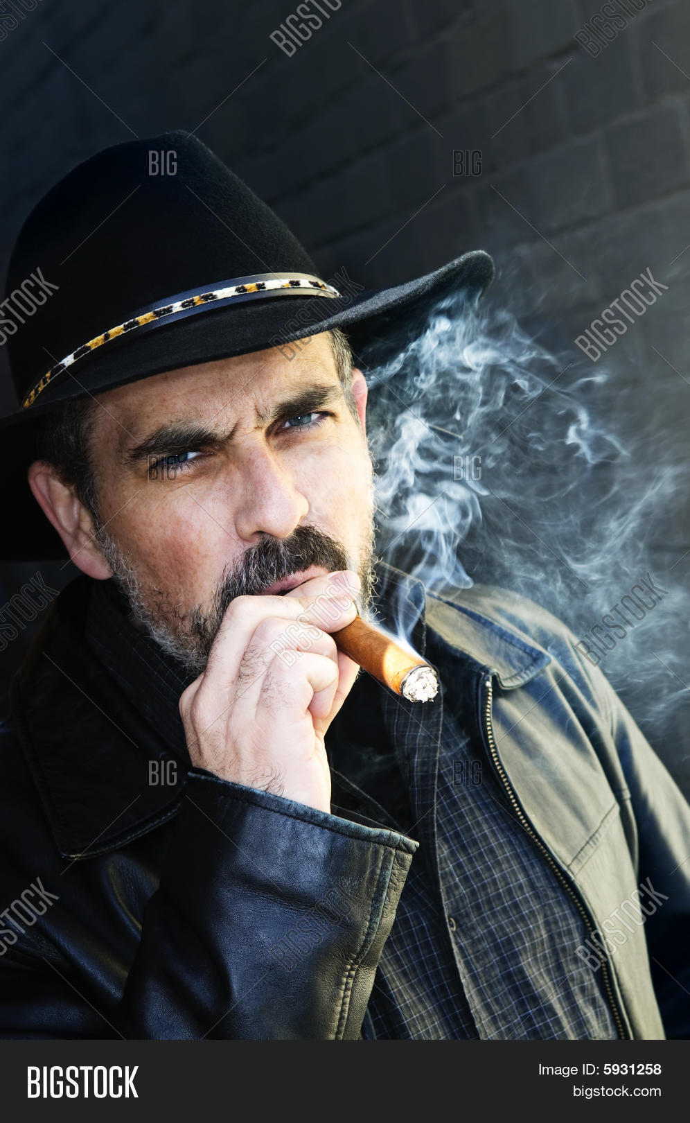 Bearded Man Smoking Cigar Image & Photo | Bigstock