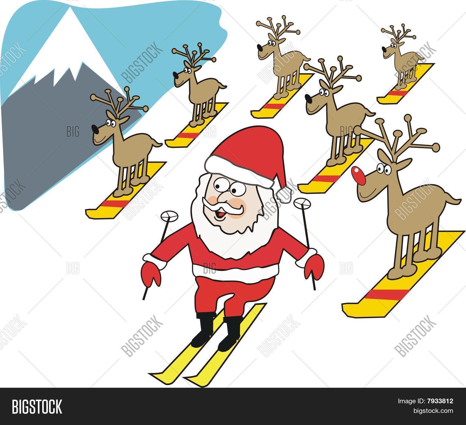 Santa Claus Skiing Vector & Photo (Free Trial) | Bigstock