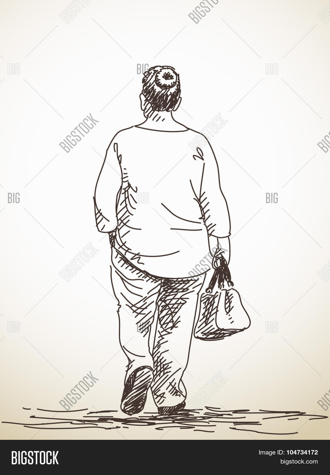 Sketch Walking Woman Vector & Photo (Free Trial) | Bigstock