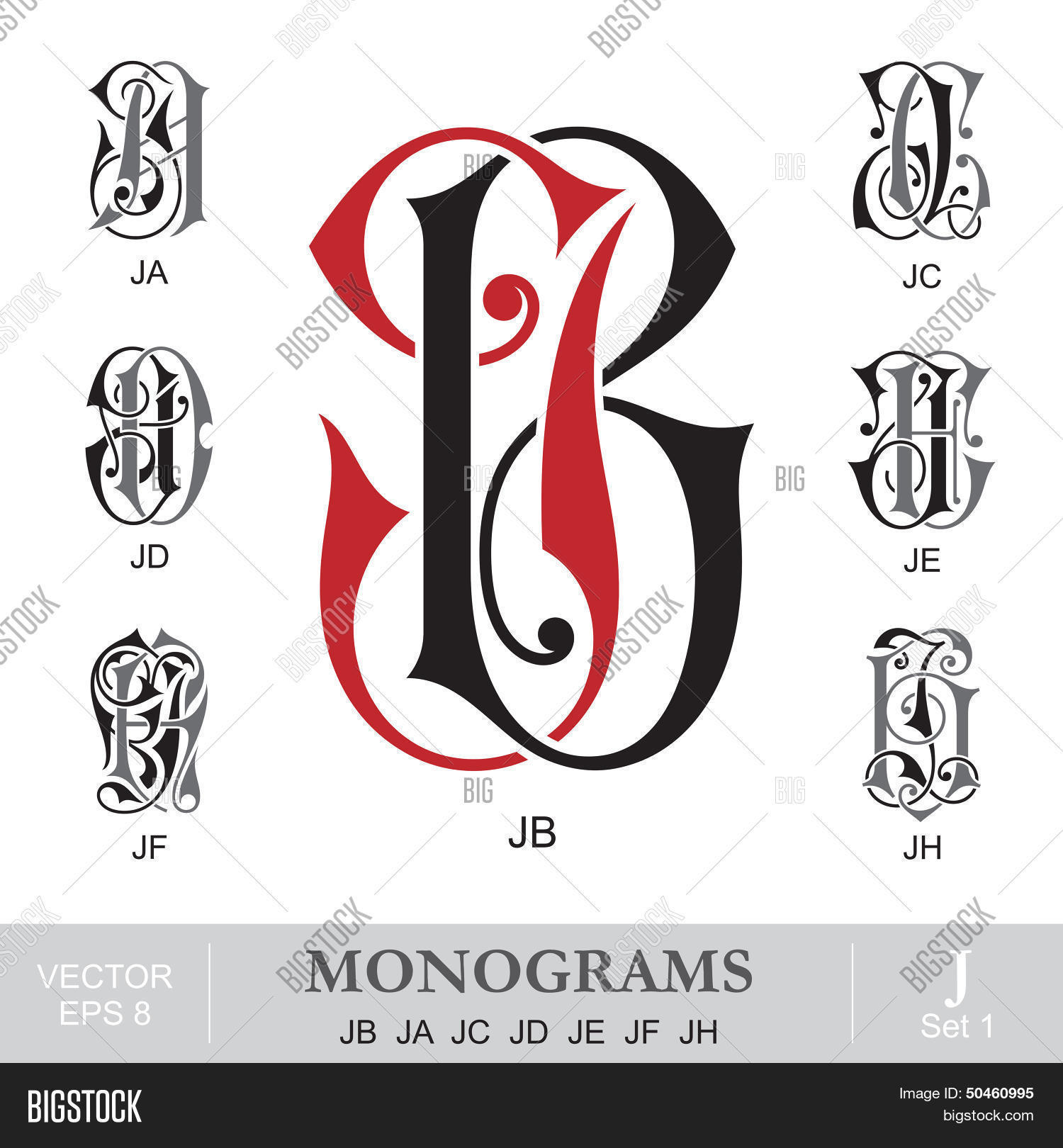 Vintage Monograms JB Vector & Photo (Free Trial) | Bigstock