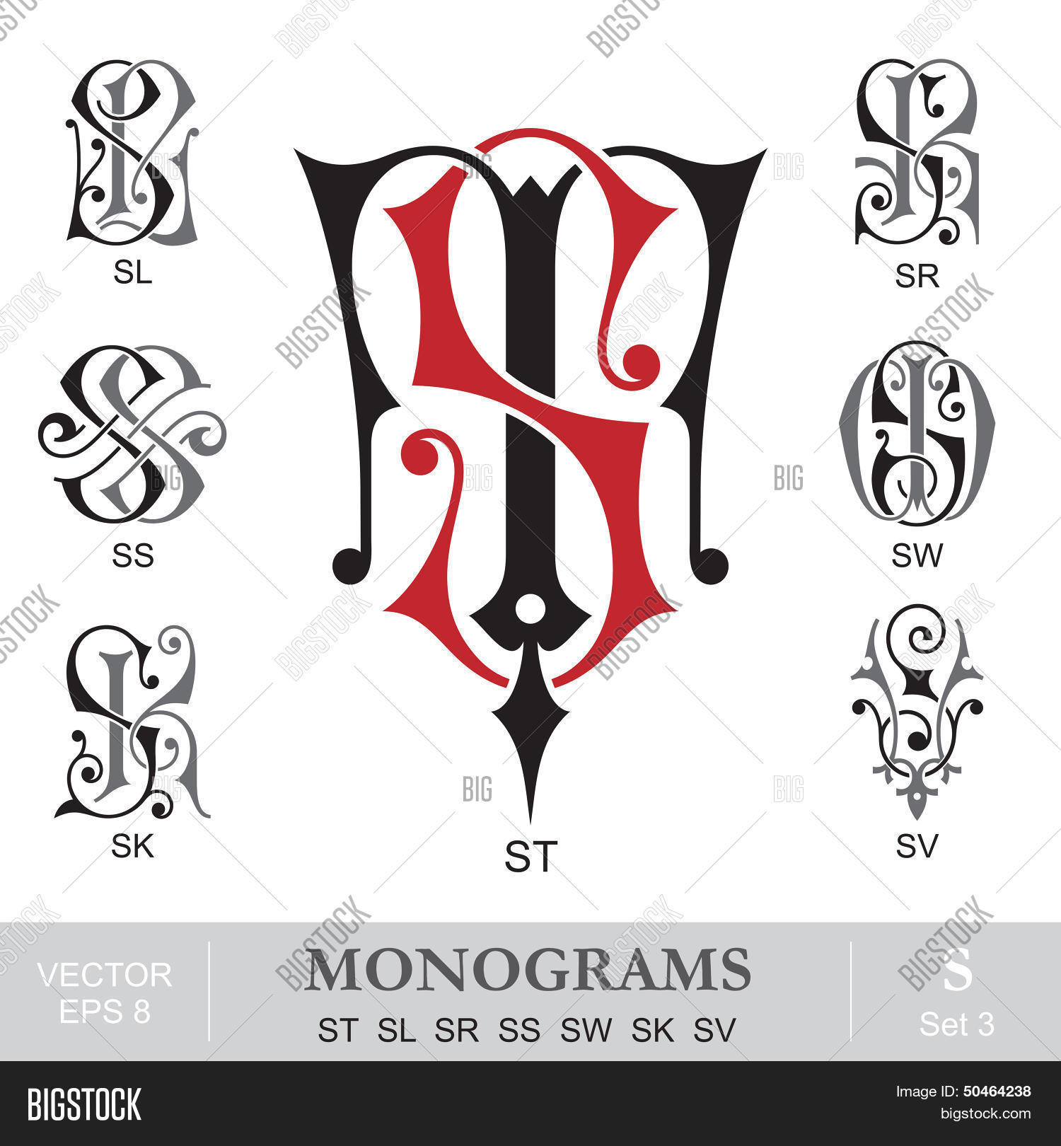 Vintage Monograms ST Vector & Photo (Free Trial) | Bigstock