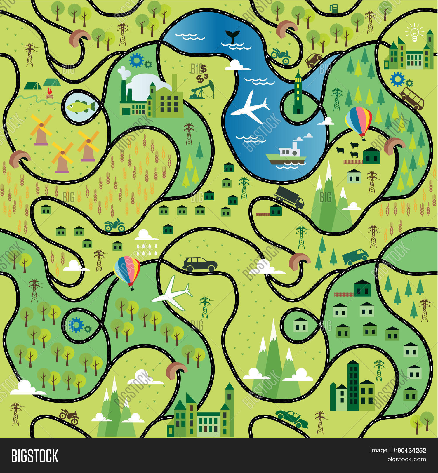 Cartoon Map Vector & Photo (Free Trial) | Bigstock