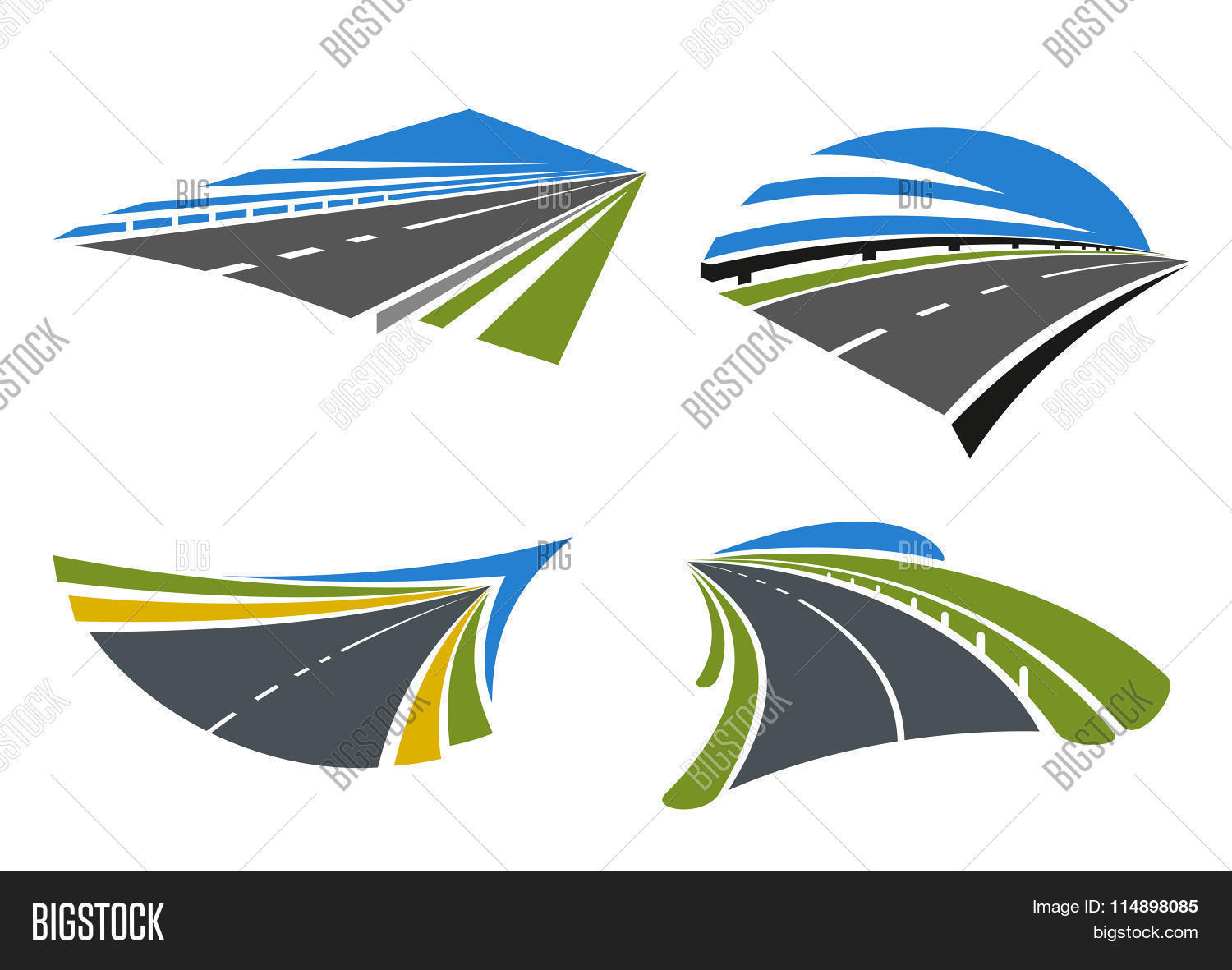 Highways Roads Icons Vector & Photo (Free Trial) | Bigstock