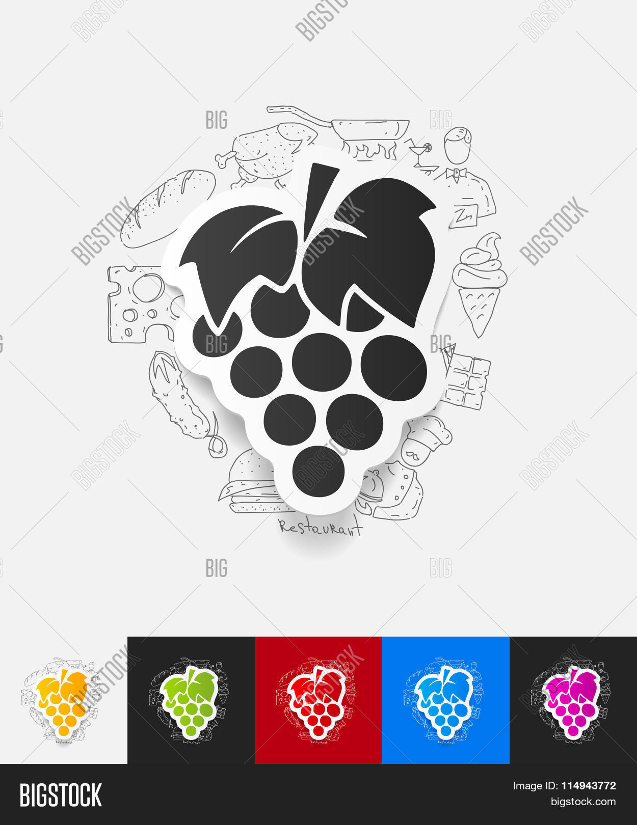 Grapes Paper Sticker Vector & Photo (Free Trial) | Bigstock