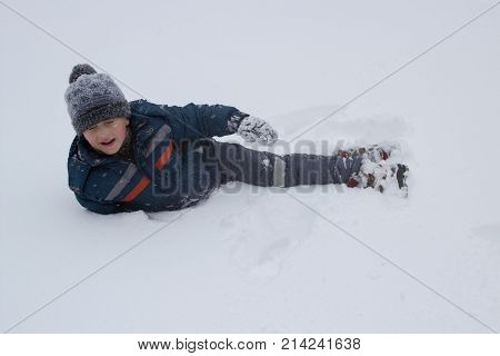 Boy Fell Into Snow Image & Photo (Free Trial) | Bigstock