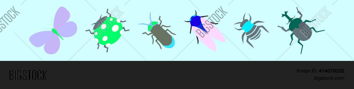 Set Insect Cartoon Vector & Photo (Free Trial) | Bigstock