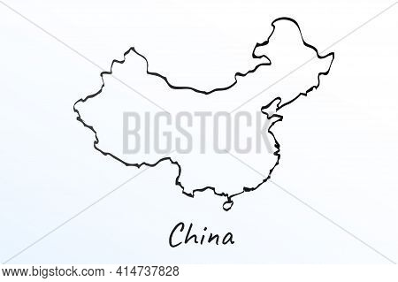 Hand Draw Map China. Vector & Photo (Free Trial) | Bigstock