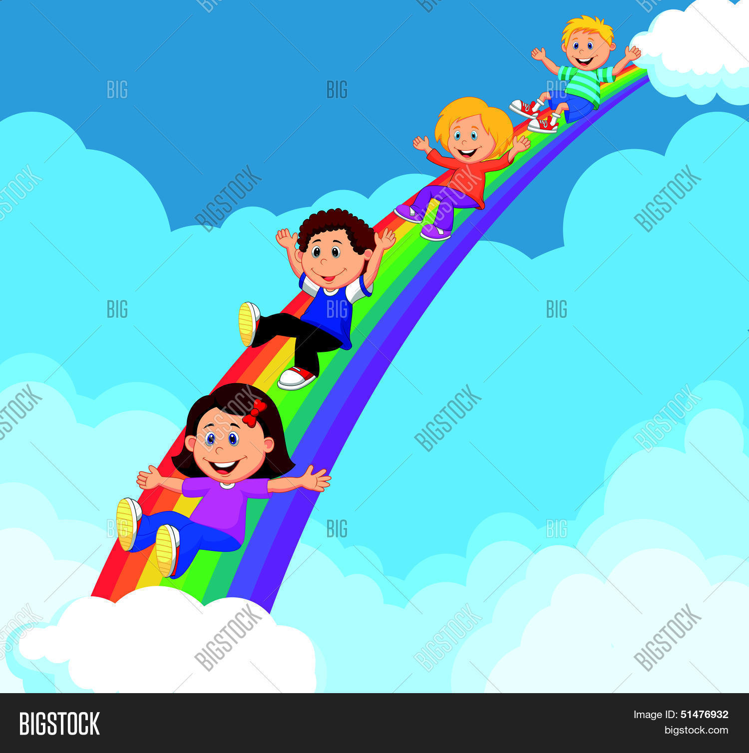 Cartoon Kids Sliding Vector & Photo (Free Trial) | Bigstock