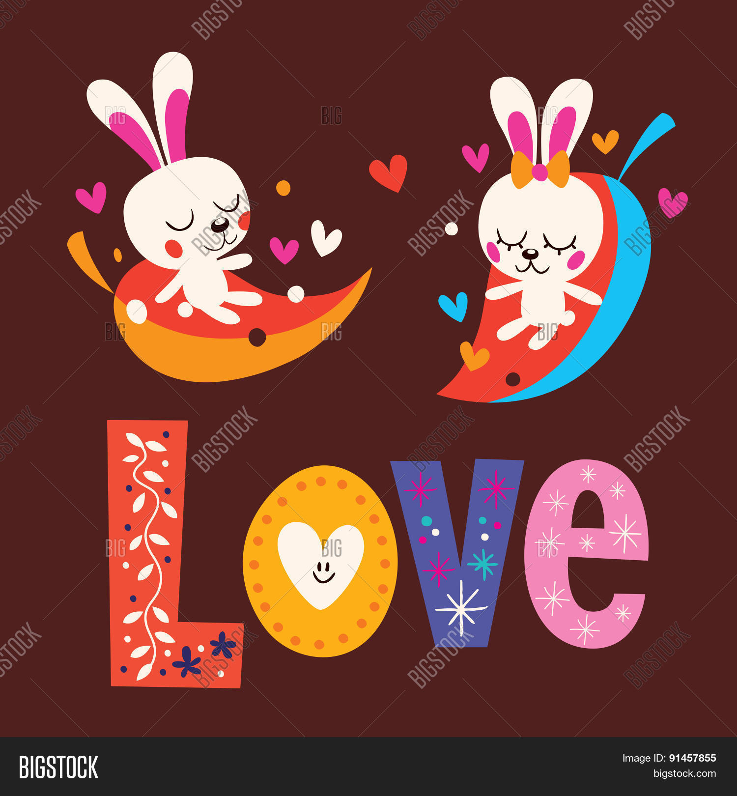 Cute Bunnies Word Vector & Photo (Free Trial) | Bigstock
