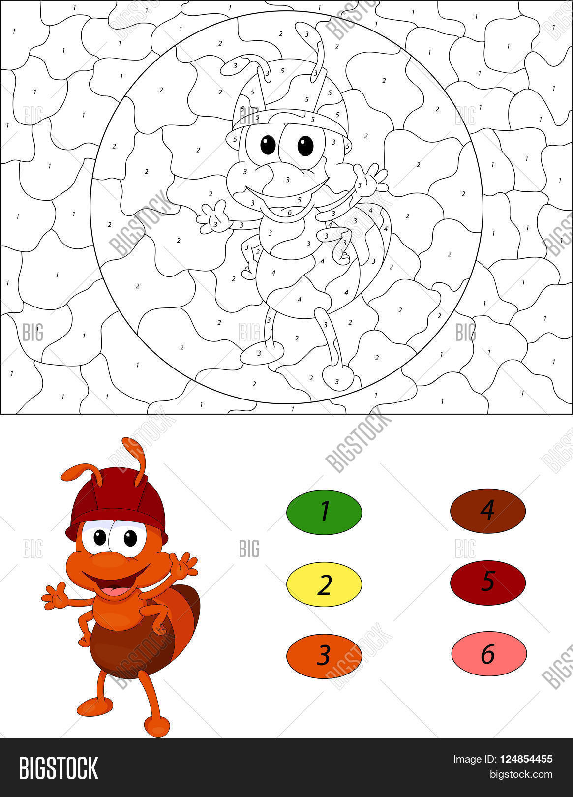 Cartoon Ant. Color By Vector & Photo (Free Trial) | Bigstock