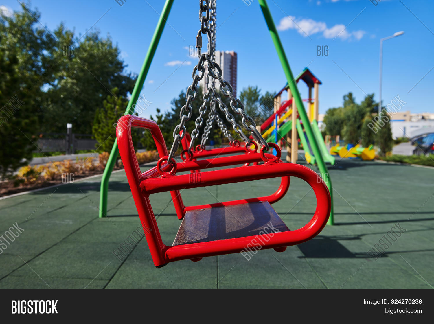 Empty Red Swings On Image & Photo (Free Trial) | Bigstock