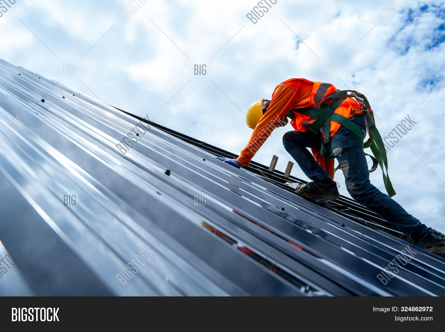 Roofer Working On Roof Image & Photo (Free Trial) | Bigstock
