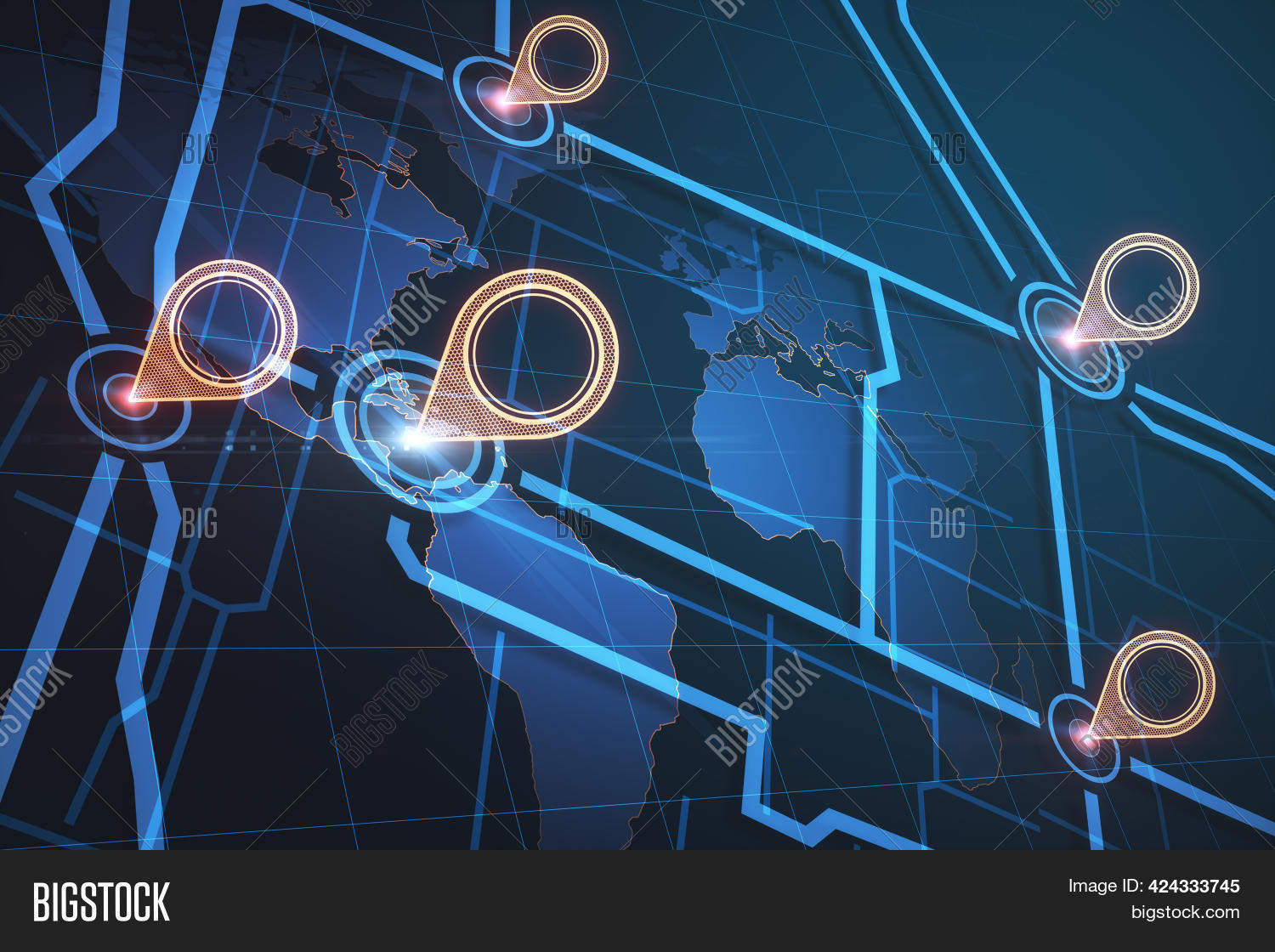 Creative Glowing Map Image & Photo (Free Trial) | Bigstock