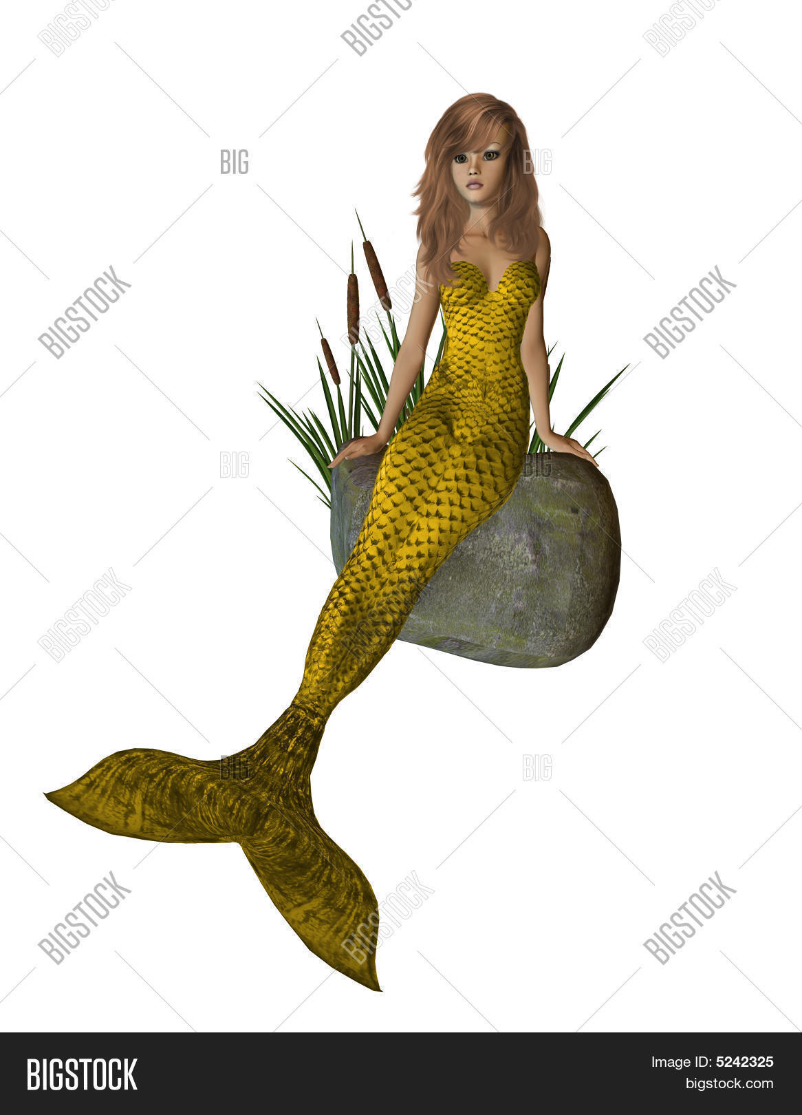 Gold Mermaid Sitting Image & Photo (Free Trial) | Bigstock