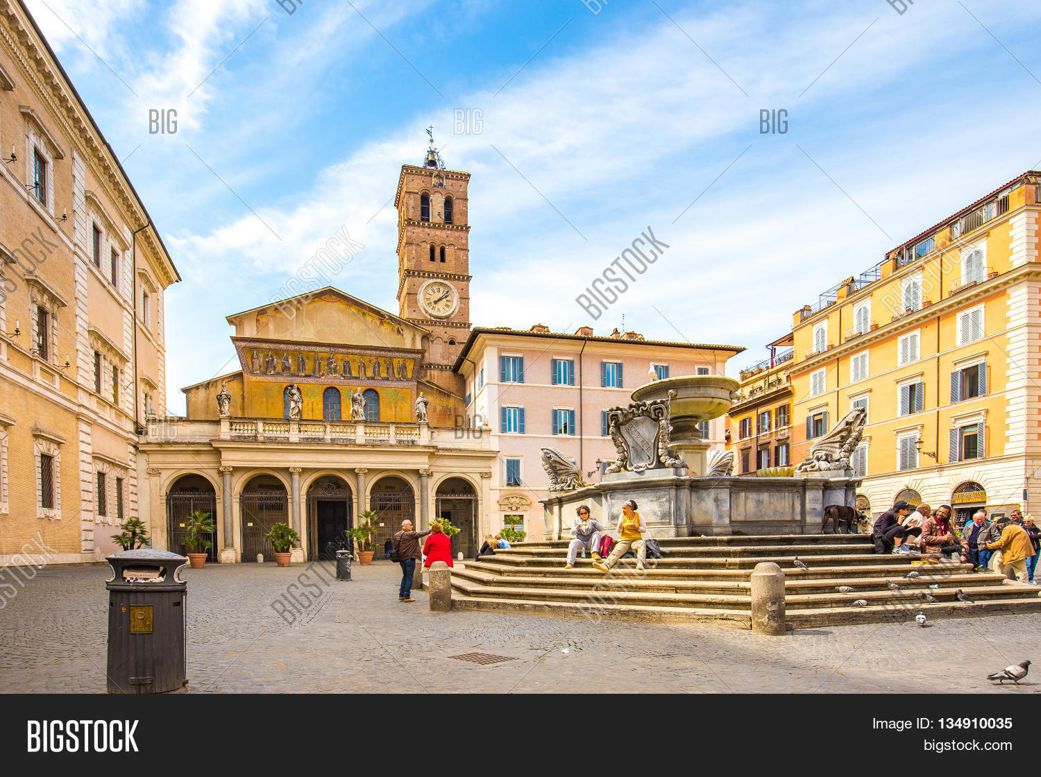 Trastevere Square Rome Image & Photo (Free Trial) | Bigstock