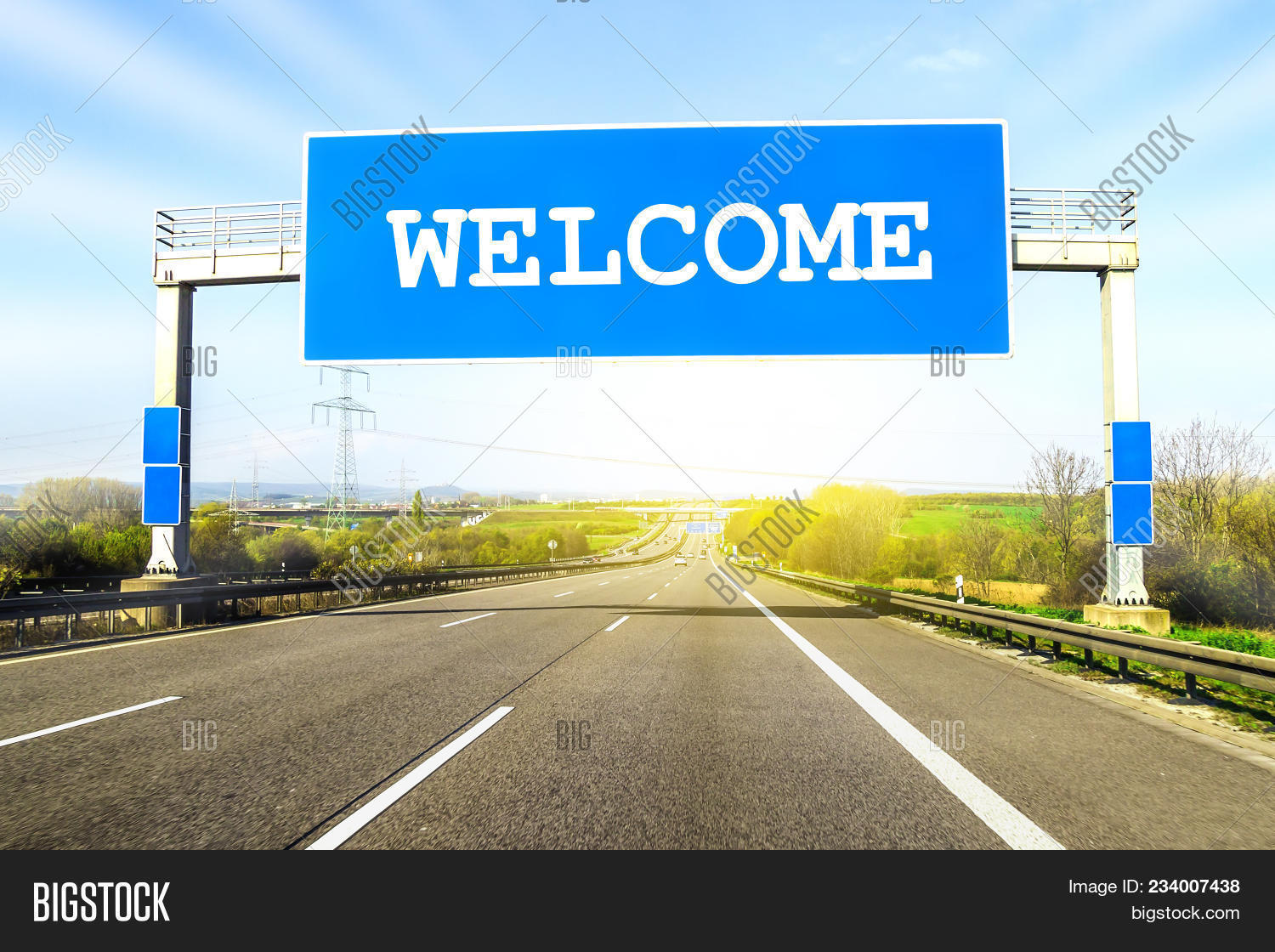 Blue Freeway Sign Over Image & Photo (Free Trial) | Bigstock