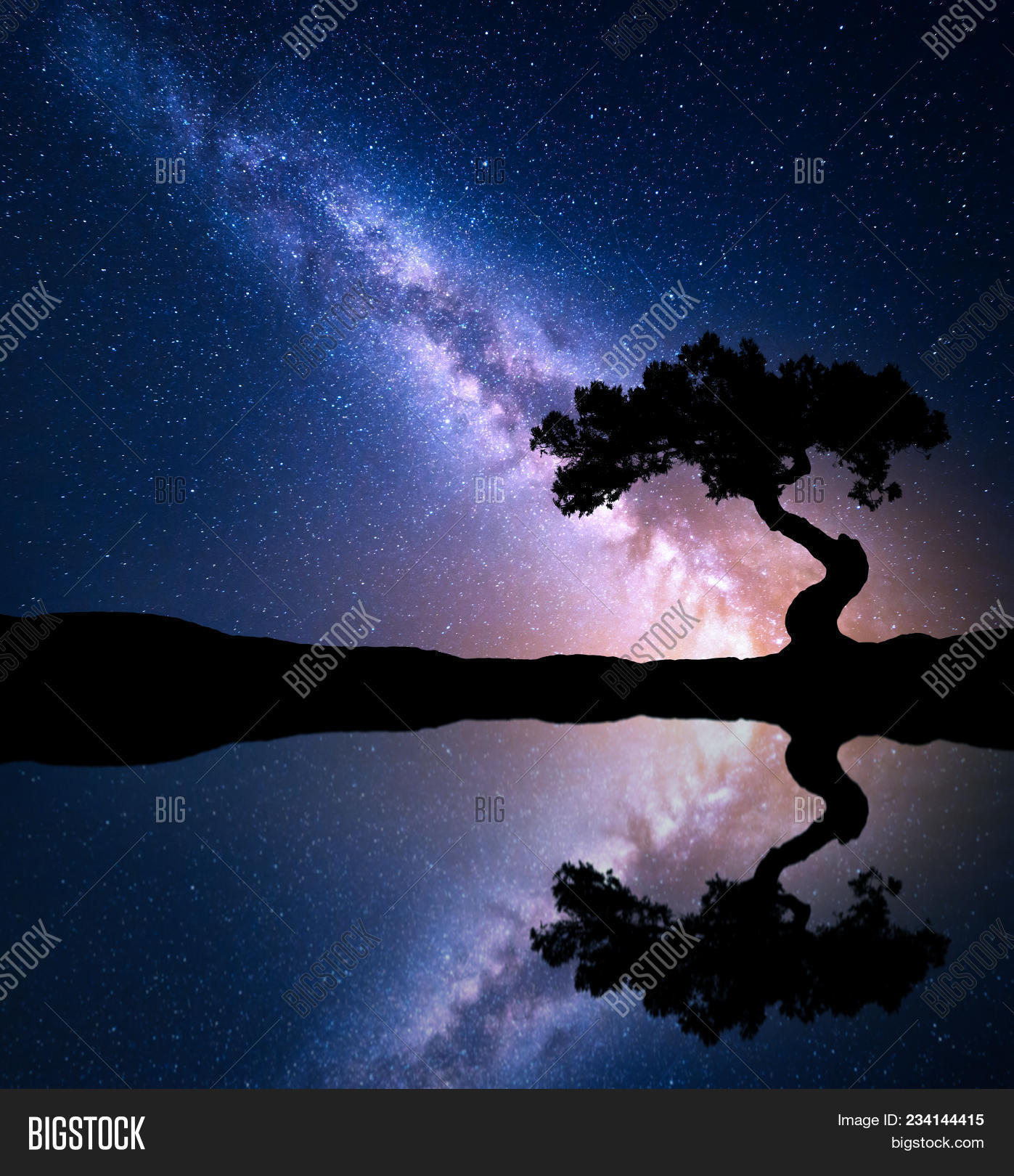 Beautiful Night Scenery With Stars