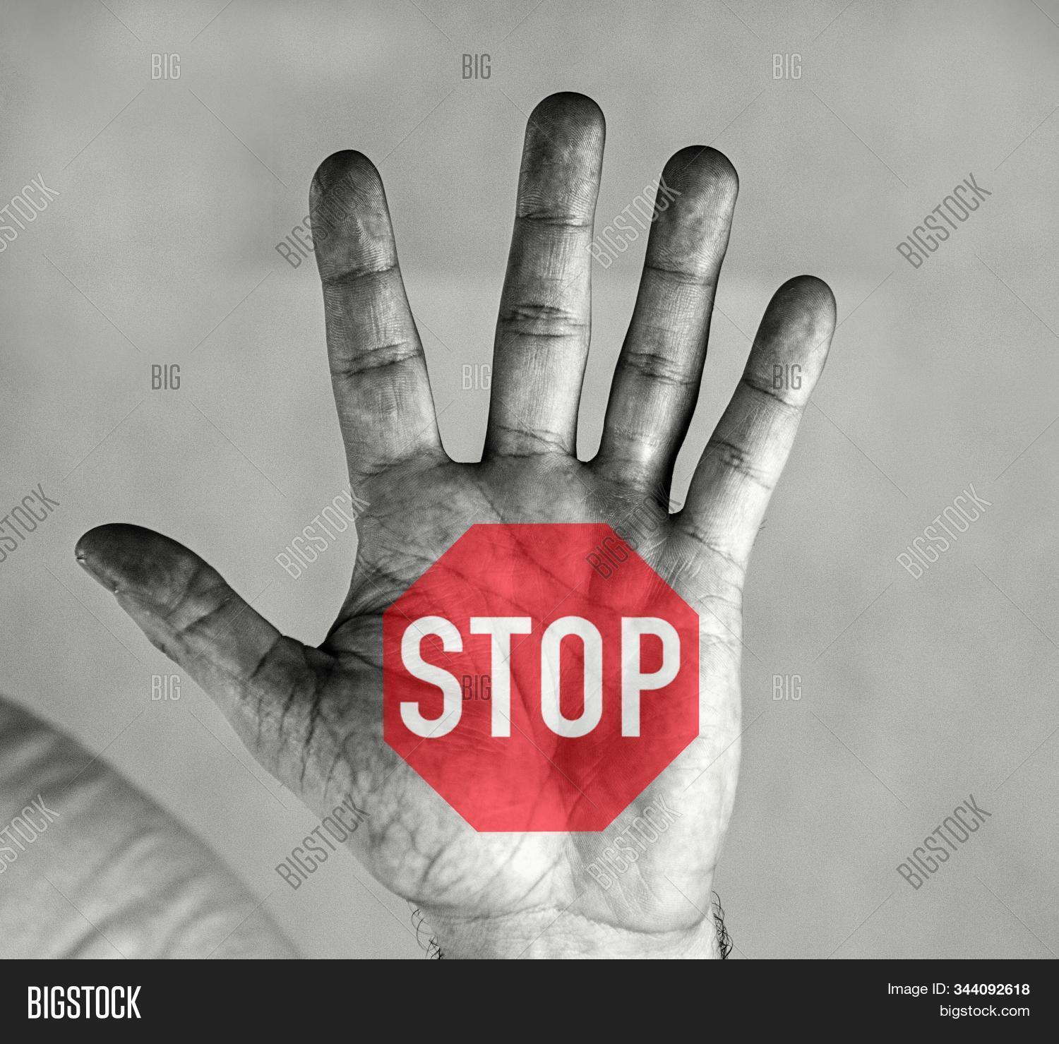 Men`s Palm Stop Sign. Image & Photo (Free Trial) | Bigstock