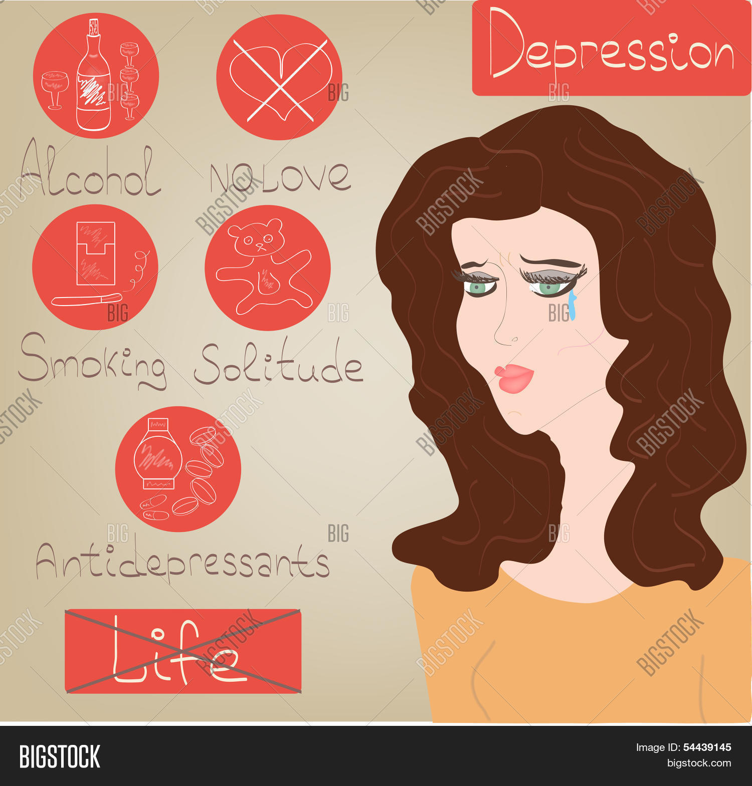 Woman Depression Vector & Photo (Free Trial) | Bigstock