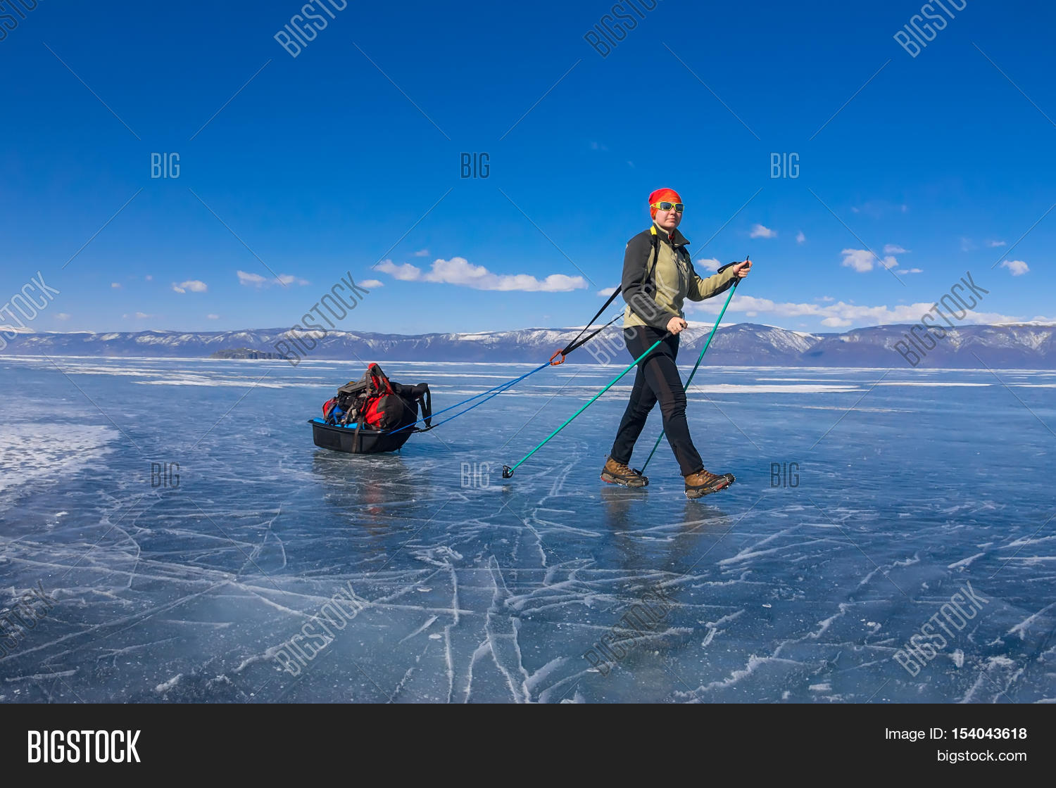 Girl Sledge Trekking Image & Photo (Free Trial) | Bigstock