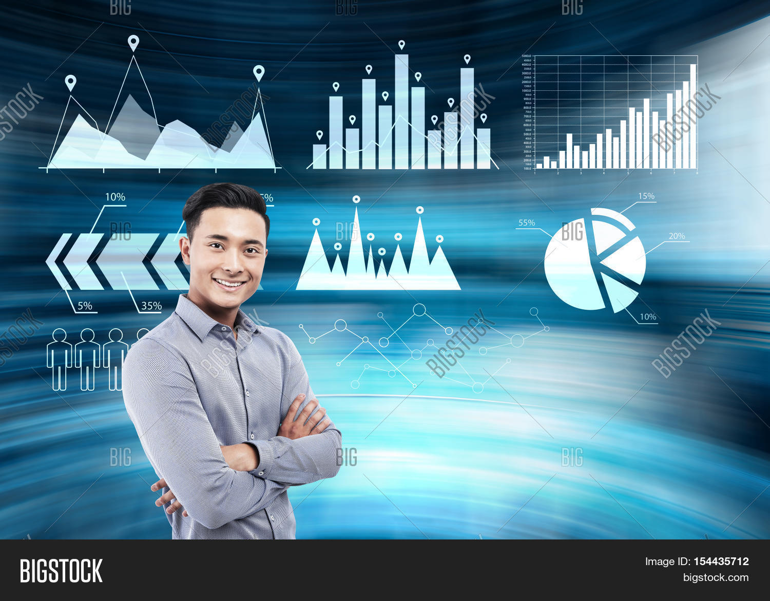 Smiling Asian Man Blue Image & Photo (Free Trial) | Bigstock