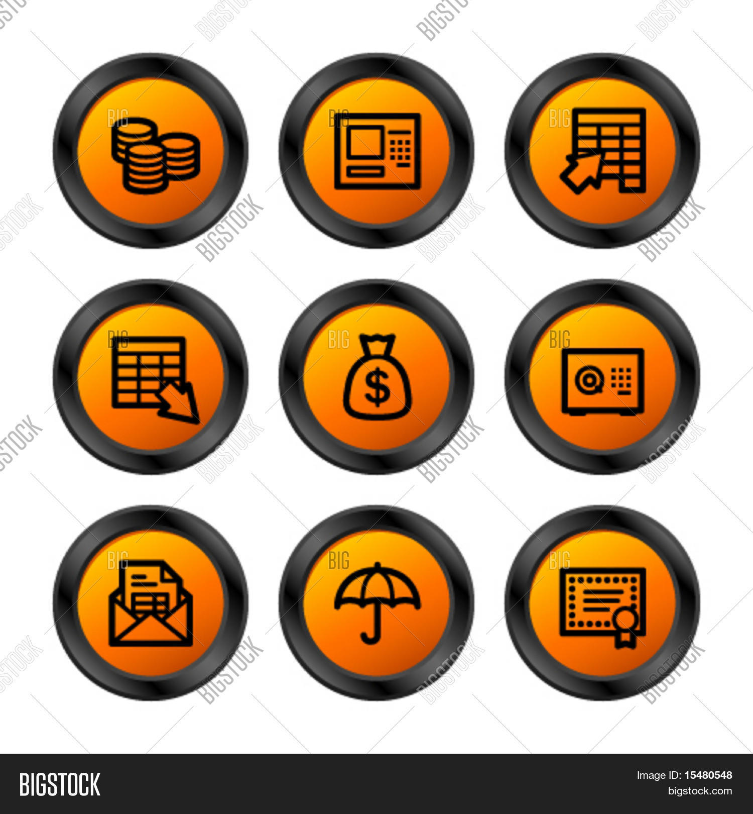 Banking Icons, Orange Vector & Photo (Free Trial) | Bigstock