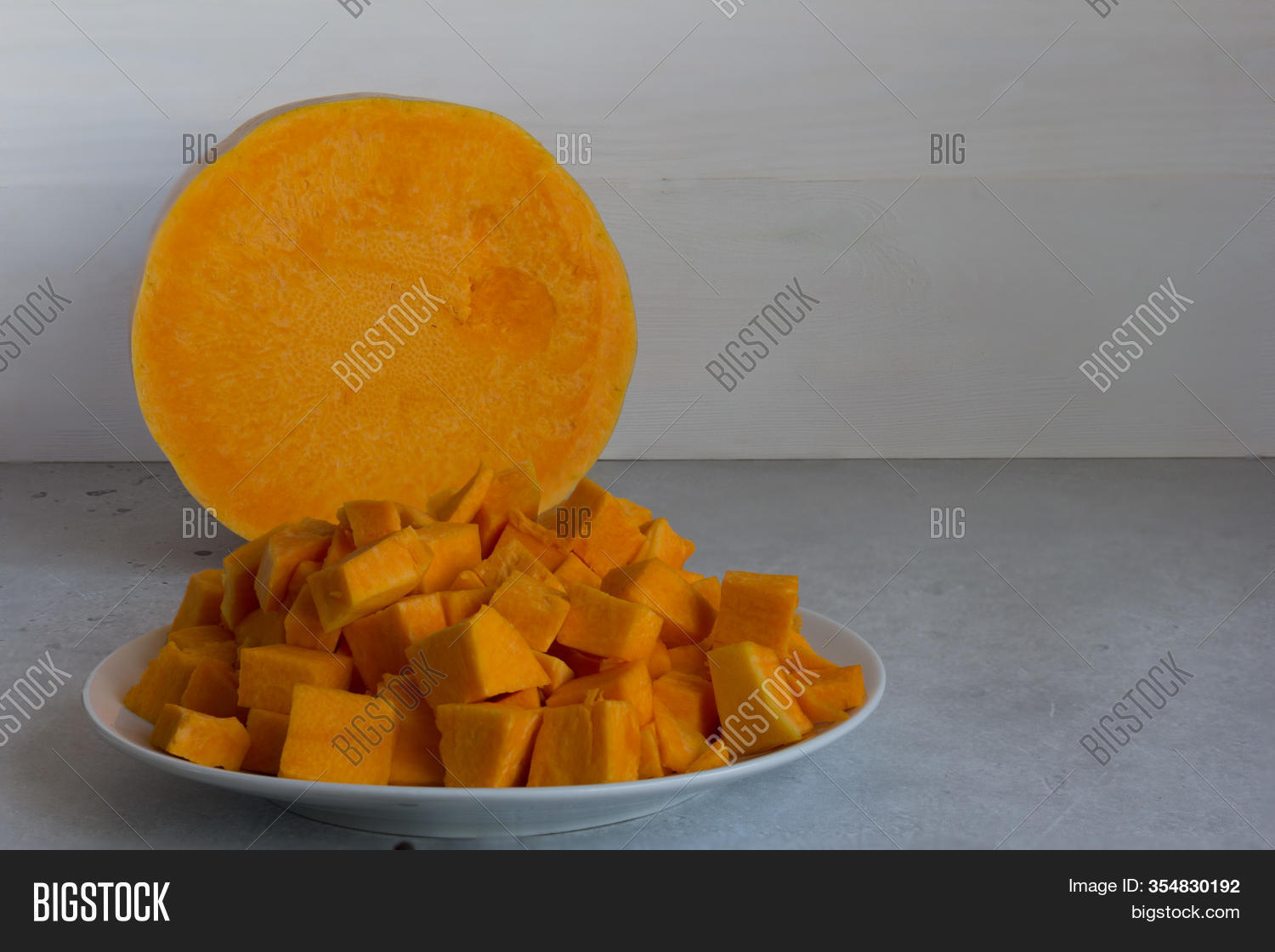 Pumpkin Cubes On Plate Image & Photo (Free Trial) | Bigstock