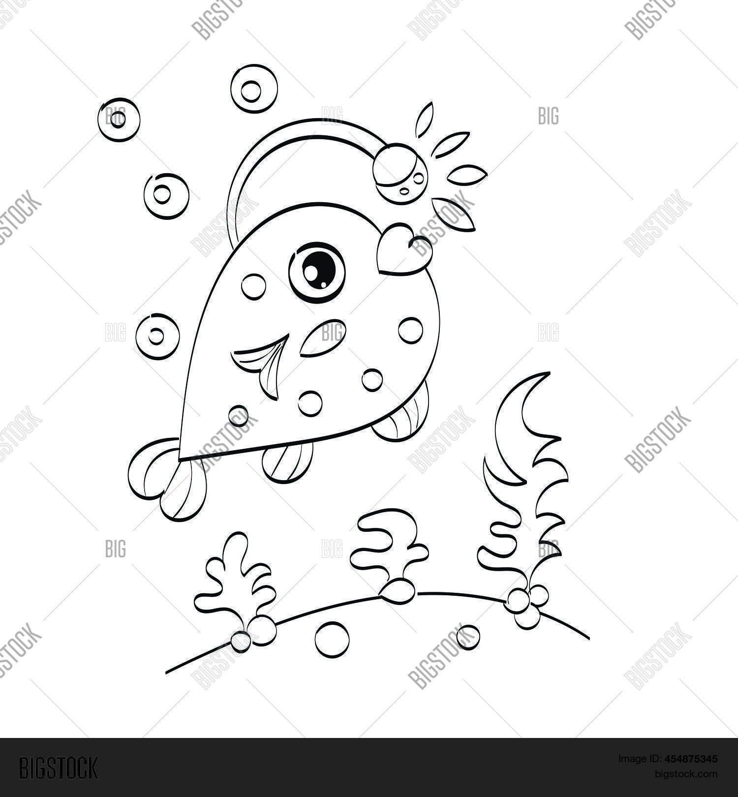 Fish Coloring Page Vector & Photo (Free Trial) | Bigstock