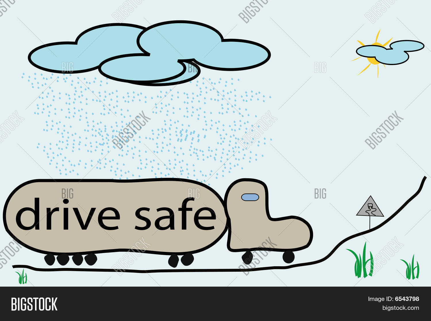 Slippery Road Cartoon Vector & Photo (Free Trial) | Bigstock