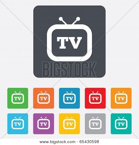 Retro TV Sign Icon. Vector & Photo (Free Trial) | Bigstock