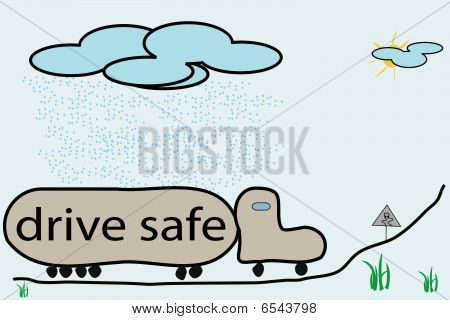 Slippery Road Cartoon Vector & Photo (Free Trial) | Bigstock