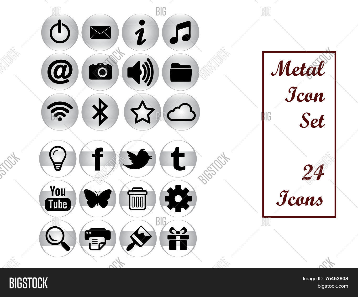 Metal Icon Set (24) Vector & Photo (Free Trial) | Bigstock
