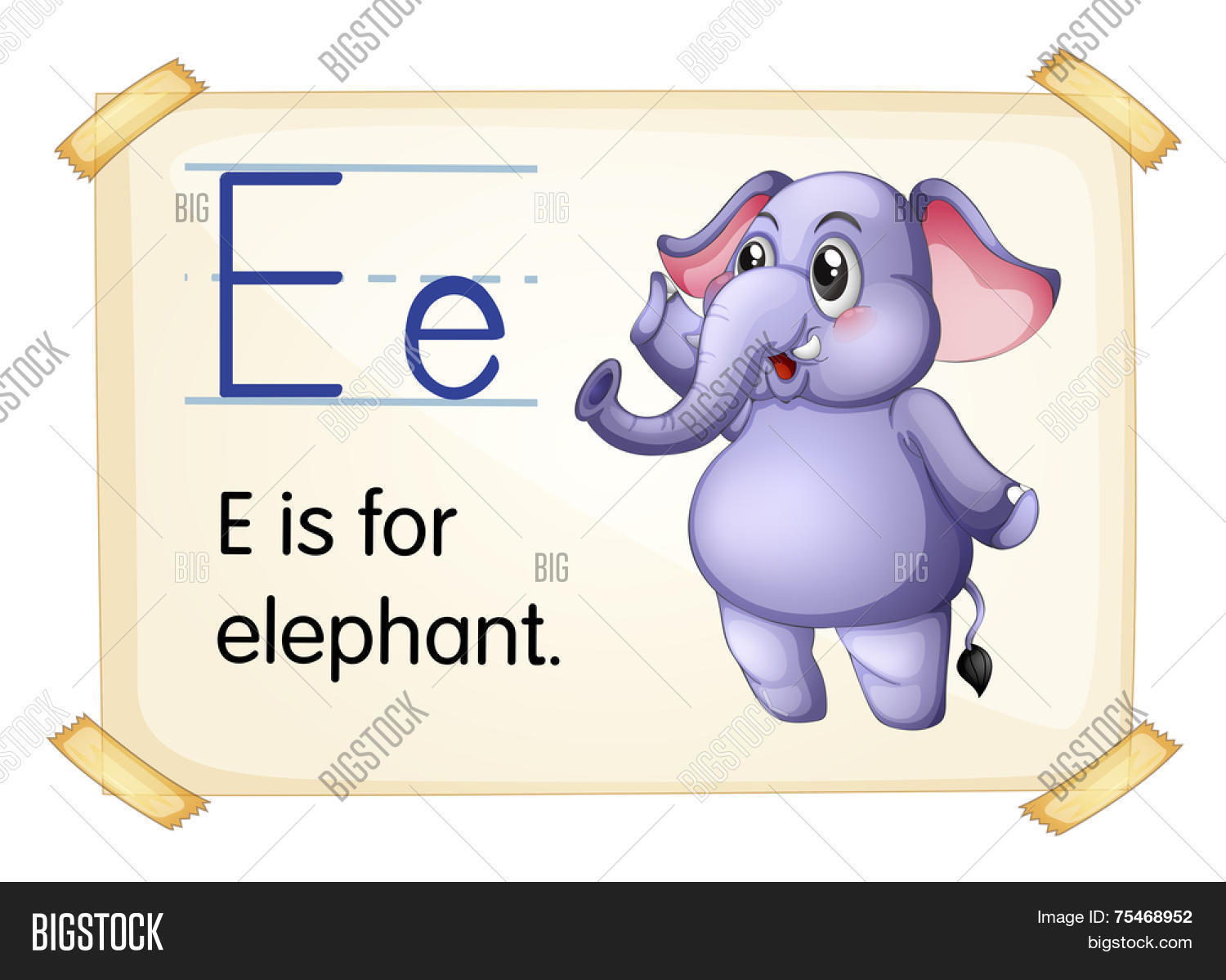 Elephant Flashcard Vector & Photo (Free Trial) | Bigstock
