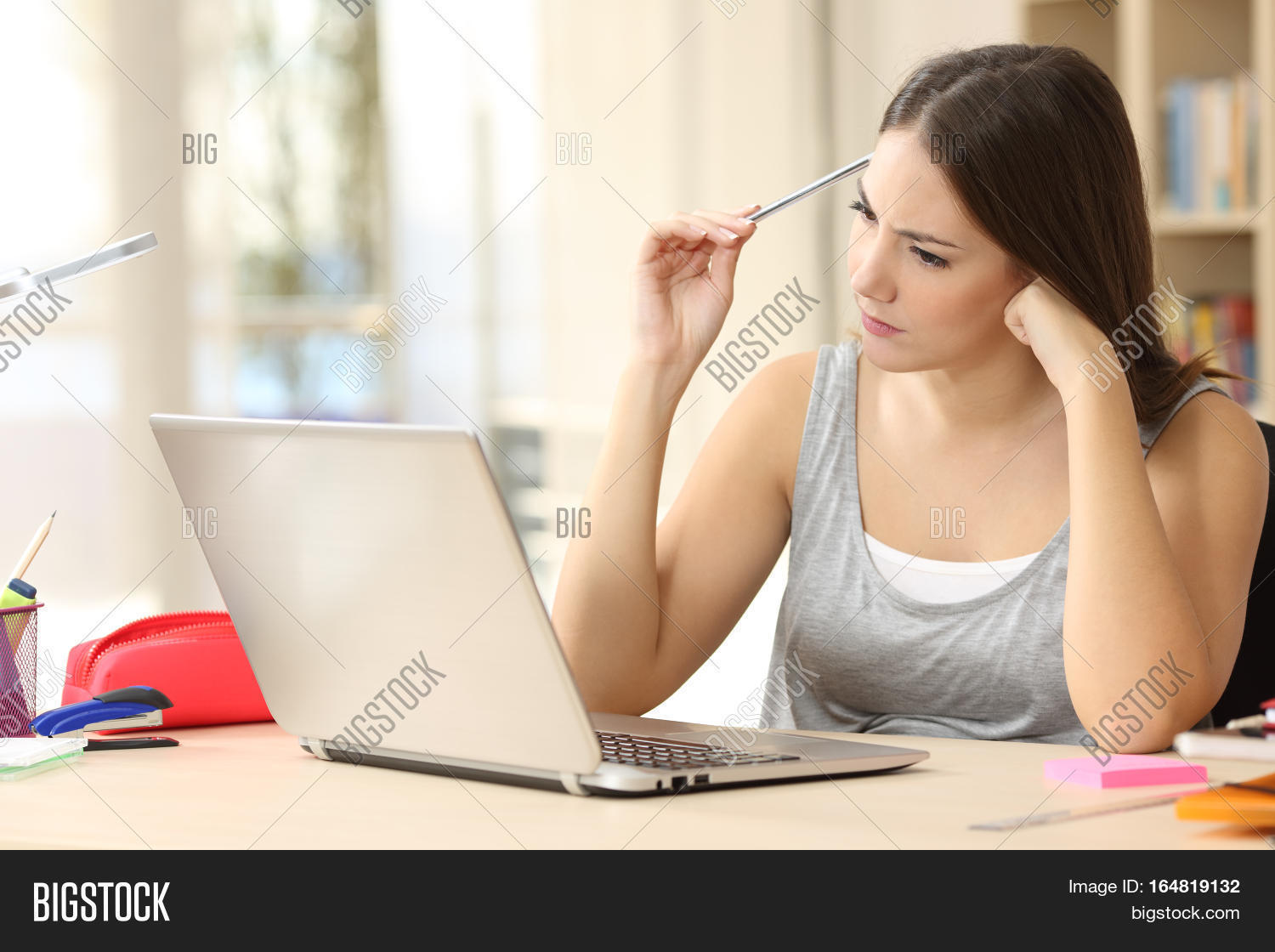 Student Thinking While Image & Photo (Free Trial) | Bigstock