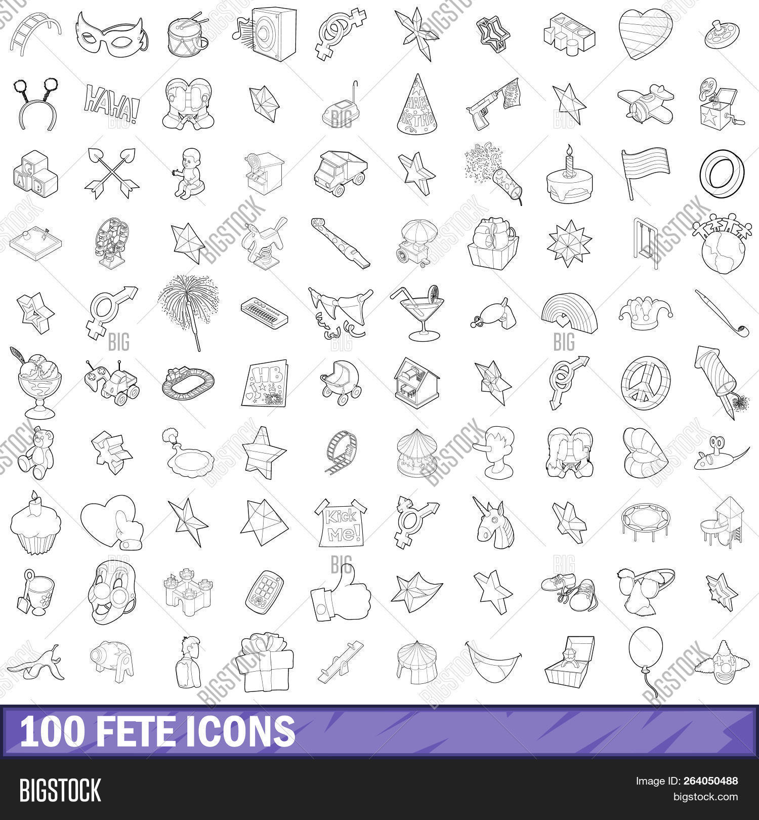 100 Fete Icons Set Image & Photo (Free Trial) | Bigstock