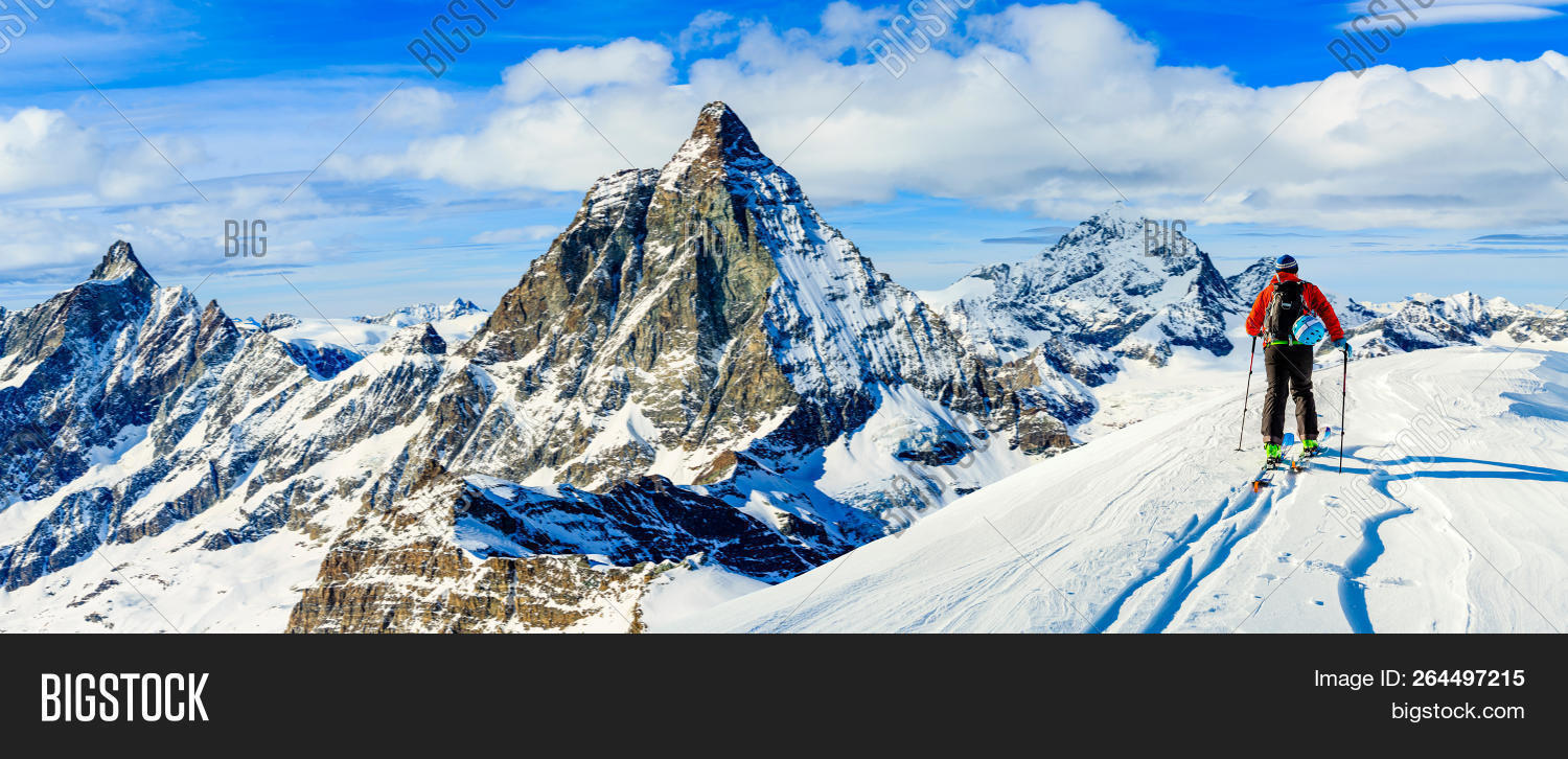 Man Skiing On Fresh Image & Photo (Free Trial) | Bigstock