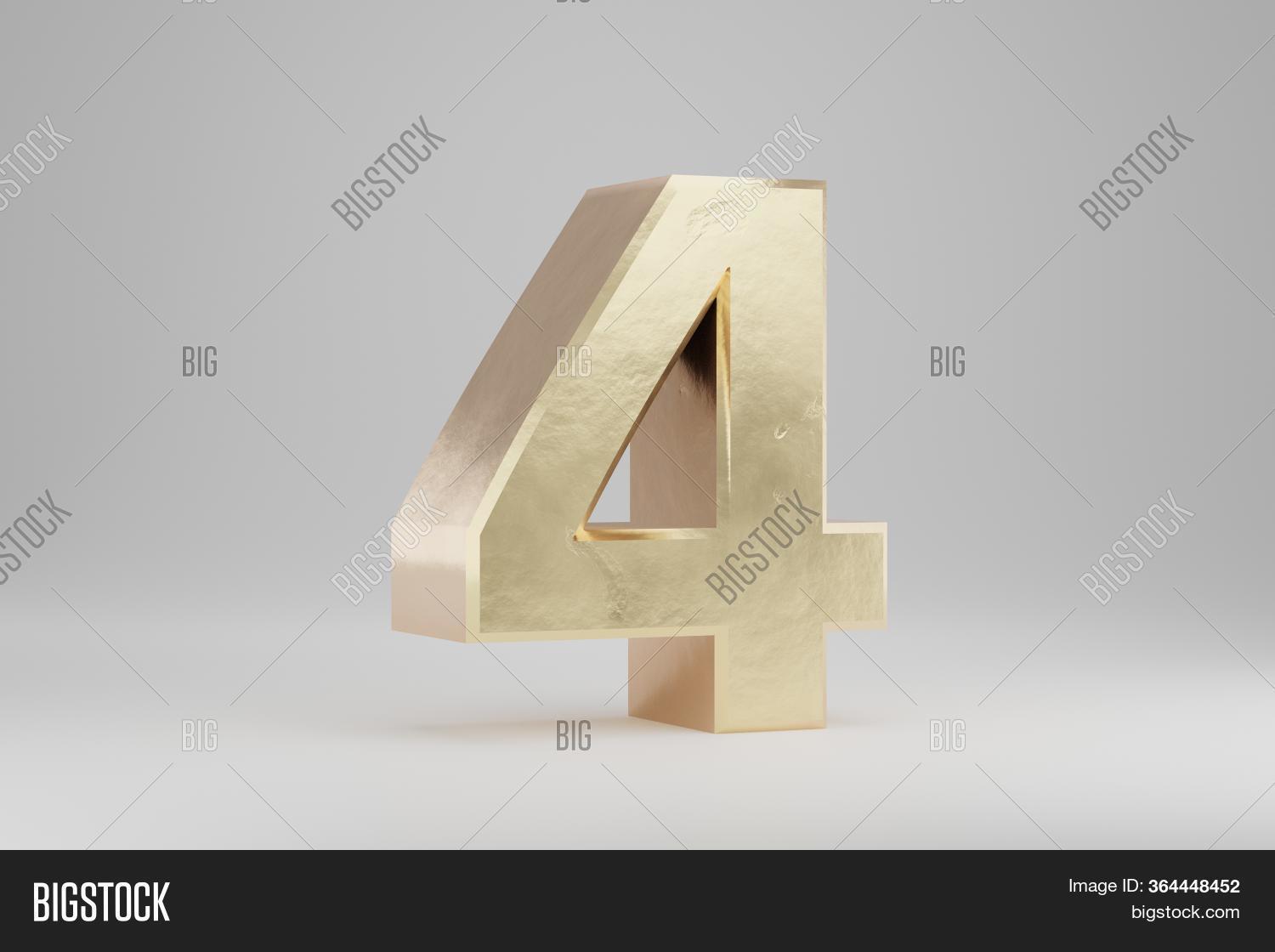 Gold 3d Number 4. Image & Photo (Free Trial) | Bigstock