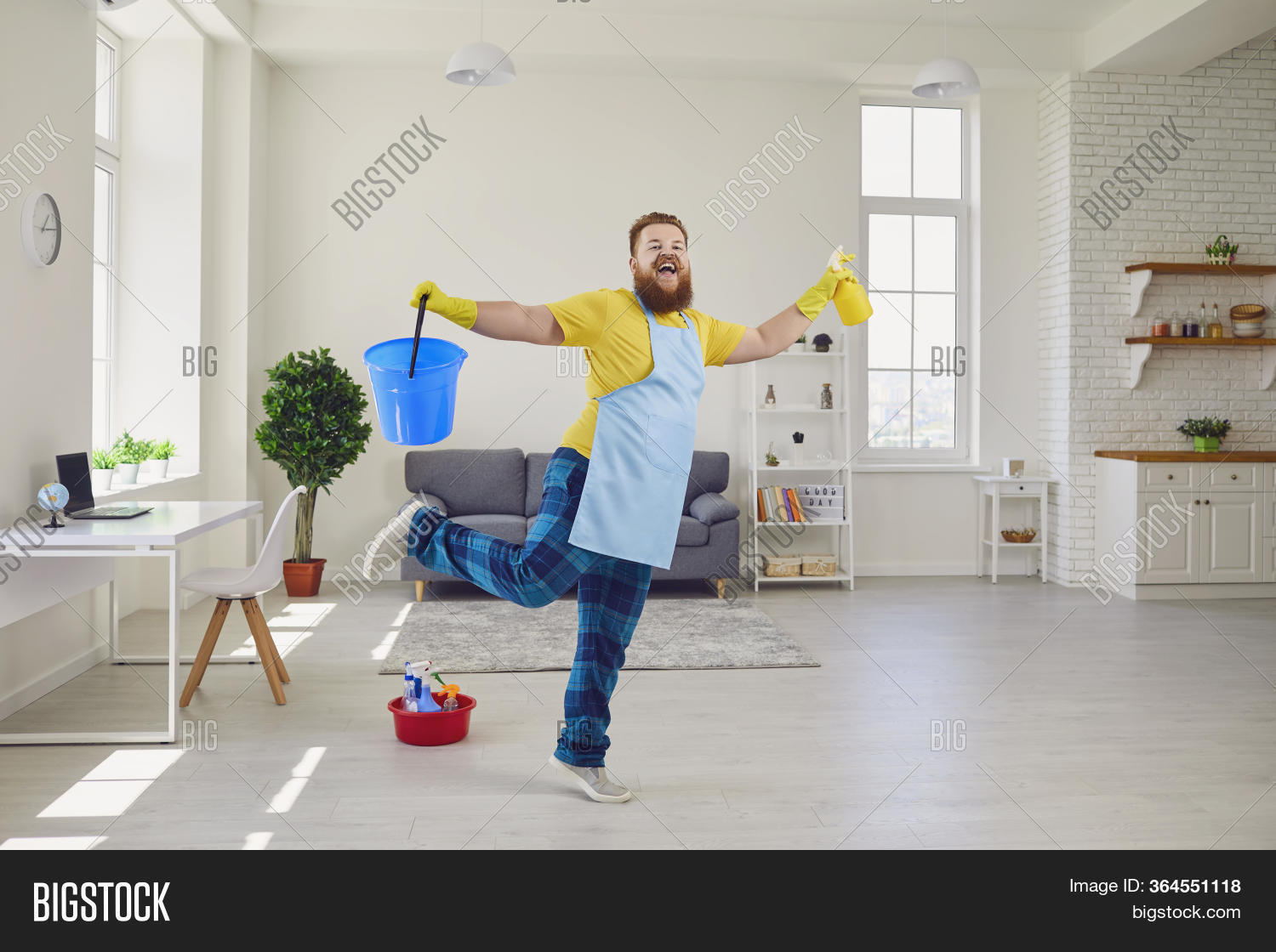 Funny Fat Man Cleaning Image & Photo (Free Trial) | Bigstock