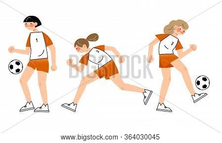 Young Girls Football Vector & Photo (Free Trial) | Bigstock