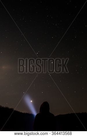 Man Shining Flashlight Image & Photo (Free Trial) | Bigstock