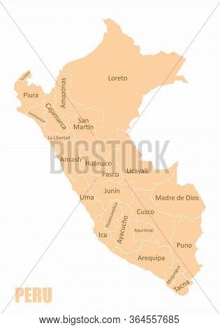 Peru Regions Map Vector & Photo (Free Trial) | Bigstock