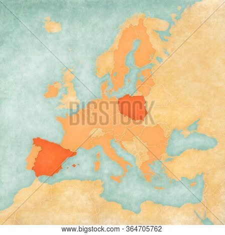 Spain Poland On Map Image & Photo (Free Trial) | Bigstock