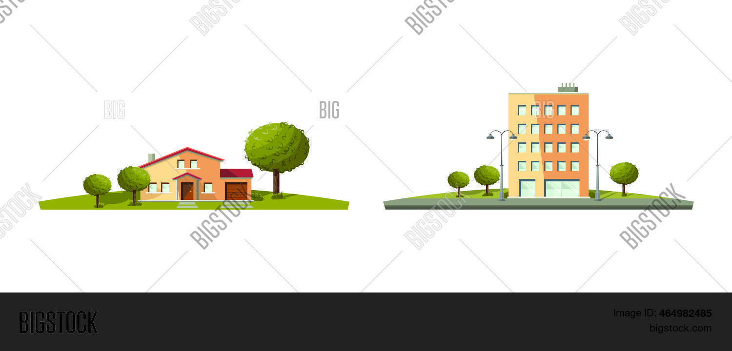 Houses Set. Detached Vector & Photo (Free Trial) | Bigstock