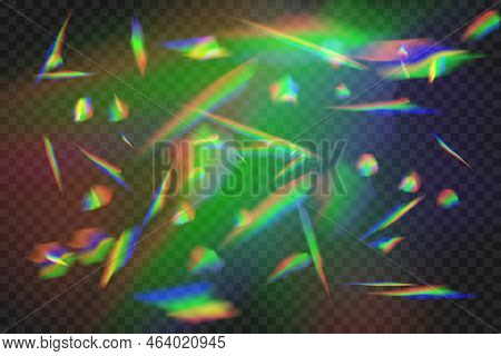 Crystal And Jewelry, Prism, Glare. Rainbow Glowing Sparkles Vector Set ...