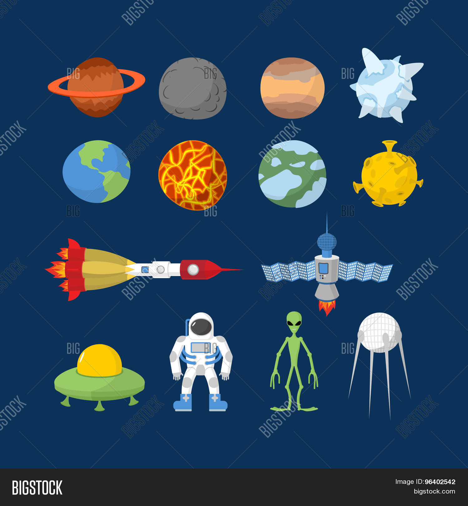 Set Space Icons. Vector & Photo (Free Trial) | Bigstock