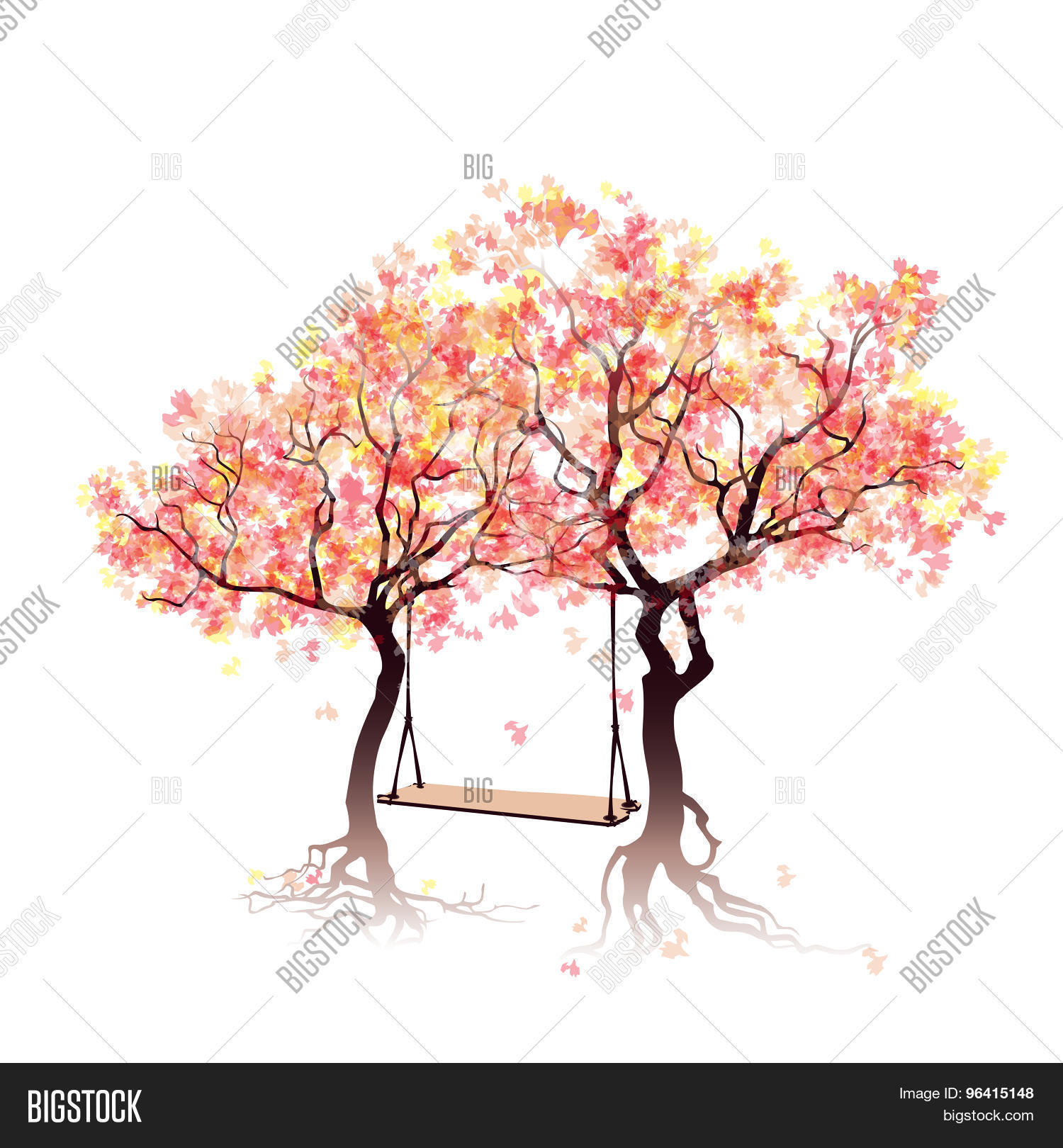 Swing Between Trees. Vector & Photo (Free Trial) | Bigstock